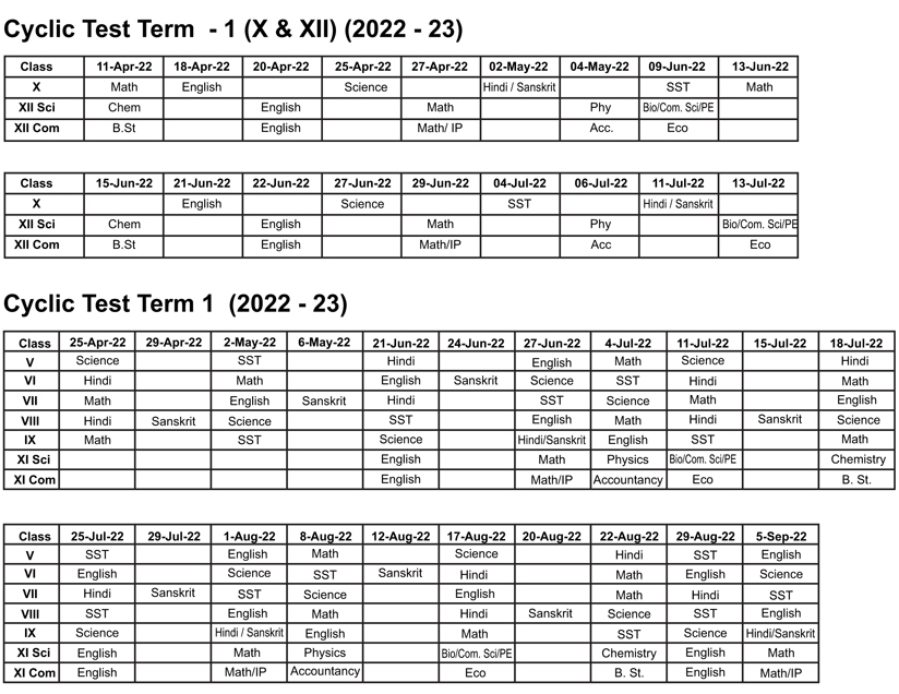 Exam Schedules - AMNS International School - AMNS International School