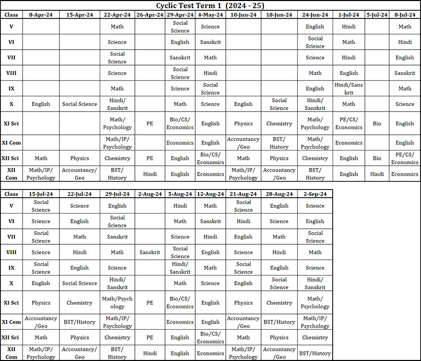 Exam Schedules - AMNS International School - AMNS International School