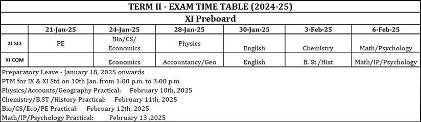 Exam Schedules - AMNS International School - AMNS International School