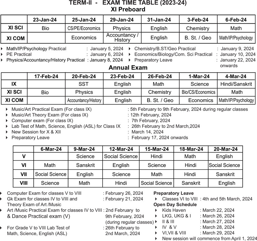 Exam Schedules - AMNS International School - AMNS International School