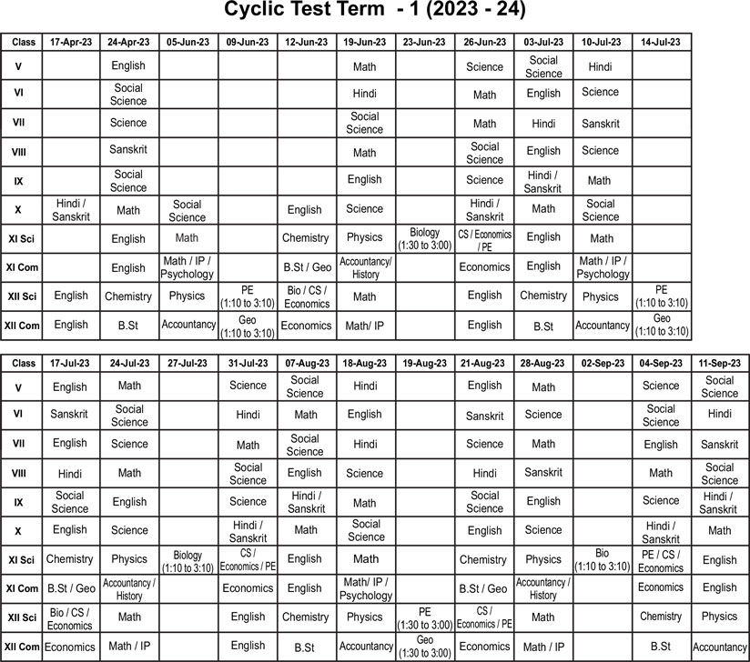 Exam Schedules - AMNS International School - AMNS International School