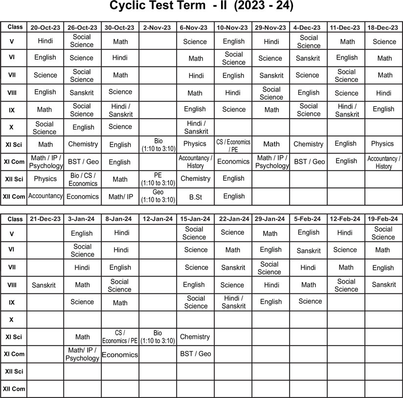 Exam Schedules - AMNS International School - AMNS International School